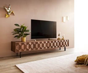 TV stolek Fevo 200 cm akácie hnědá 4 dvířka podnož ve tvaru "L"
