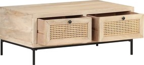 Konferenční stolek 90x50x37 cm masivní mangovník přírodní rákos 323511