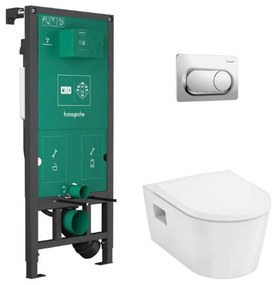 Hansgrohe EluPura Original S - Set předstěnové instalace, klozetu EluPura Original S a sedátka SoftClose, tlačítko iFrame Original S, chrom 60302000