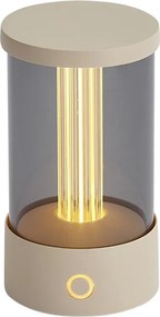 Venkovní stolní lampa béžová dobíjecí vč. nabíjecí stanice IP65 - Grill