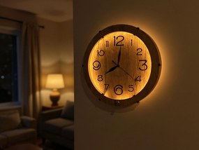 Li-Go "Velké číslice" světelné hodiny s powerbankou a pohybovým čidlem/dub velikost svítidla/hodin: 31 cm