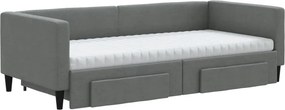 Válenda s přistýlkou a zásuvkami tmavě šedá 90 x 200 cm textil 3196633