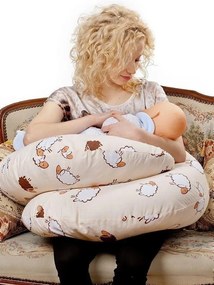 NEW BABY Univerzální kojící polštář ve tvaru C New Baby Ovečky béžový