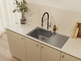 Kuchinox Siluetto, vysoká dřezová baterie s elastickým ramenem, chromová-černá matná, LAV-BQU_778D