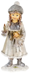 Dekorativní soška dítěte s panenkou a svíčkou – 8x7x19 cm