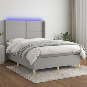 Box spring postel s matrací a LED světle šedá 140x190 cm textil 3138789