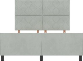 Postel s boxspringem s čelo Světle šedá 140 x 190 cm samet 3345005