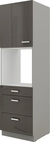 GREY gr | vysoká skříňka 60 DPS-210 3S1F na vestavnou troubu | PREMIUM BOX | 60 cm | světle šedá/tmavě šedá lesk