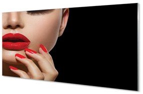 akrylový obraz Žena červené rty a nehty 125x50 cm