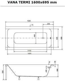 BESCO Obdélníková vana TERMI Nožičky k vaně - S nožičkami, Rozměr vany - 140 × 70 cm - OLVTER14+OLVPINOZ