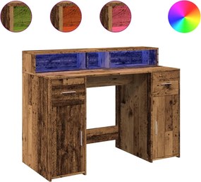 Psací stůl s LED světly old wood 120x55x91 cm kompozitní dřevo 3309418