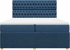 Box spring postel s matrací modrá 200x200 cm textil 3294476