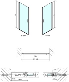 Polysan ZOOM LINE sprchové dveře 800mm, čiré sklo, ZL1280