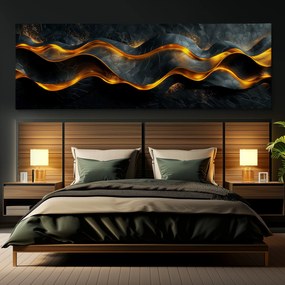 Obraz na plátně - Svítící vlny pohlazení FeelHappy.cz Velikost obrazu: 120 x 40 cm