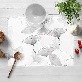 Biante Bavlněné prostírání na stůl Sandra SA-512 Šedo-bílé ginkgo listy na bílém 30x40 cm