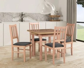 Drewmix jídelní sestava DX 4 odstín dřeva (židle + nohy stolu) bílá, odstín lamina (deska stolu) ořech, potahový materiál látka s doplatkem