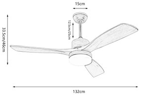 ZEVENTI - LED Stropní ventilátor MARE LED/24W/230V Wi-Fi Tuya dub + DO