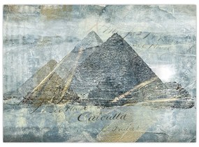 Skleněný obraz - Pyramidy v modrém filtru (70x50 cm)