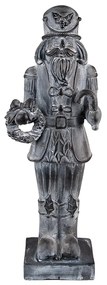 Šedá antik dekorace Louskáček s věnečkem I - 15*11*47 cm