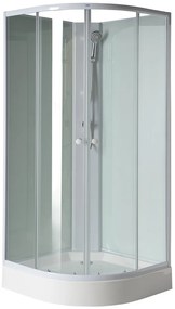 Aqualine AIGO čtvrtkruhový sprchový box 900x900x2040 mm, bílý profil, čiré sklo - YB93