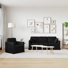 Set pohovek 2 ks Černá samet 3407601