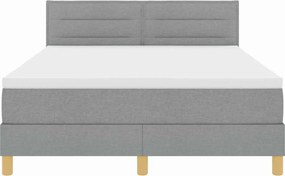 Postel s boxspringem s čelo Světle šedá 140 x 190 cm textil 3338839