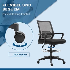 Vinsetto Ergonomická kancelářská židle s nastavitelným opěrným kruhem, bederní oporou, výškově nastavitelná otočná židle s síťovinou, návrhářská židl…