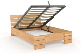 Prodloužená postel s úložným prostorem Sandemo - buk   , Buk přírodní, 180x220 cm