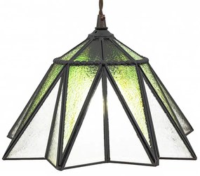 Zelený závěsný Tiffany lustr ve tvaru květu Luned – 31x107 cm