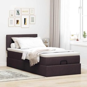 Osmanský postel s matrací tmavě šedá 90x200 cm textil 3311431