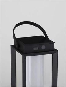 NV 9002862 Venkovní stolní lampa VERHAAL černý hliník a čiré sklo LED 2W 3000K 3,7V 360st. IP54 solární / USB kabel / vypínač na těle - NOVA LUCE