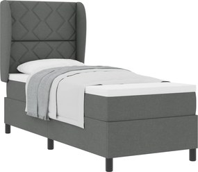 Postel s boxspringem s čelo Tmavě šedá 80 x 200 cm textil 3340593
