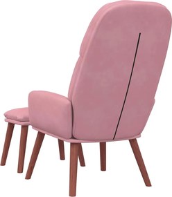 Relaxační křeslo s podnožkou růžové samet 3315120