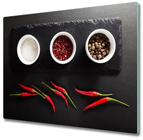 Skleněná krájecí deska Koření a chilli 60x52 cm