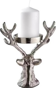 OH MY DEER Svícen na sloupovou svíčku - stříbrná