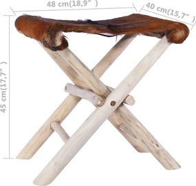 vidaXL Skládací stolička pravá kůže a masivní teak [288815]