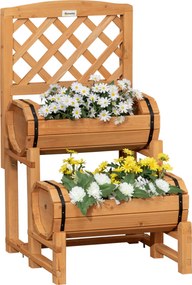 Outsunny vyvýšený záhon dřevěný truhlík na květiny s podpěrou pro šplhání 45 x 80 cm rustikální design pro zahradu terasu balkon žlutý zeleninový záh…