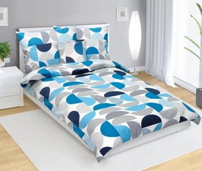 Bellatex Povlečení bavlněné 140x200 cm, 70x90 cm, 40x40 cm Půlkruh Modrá,Šedá