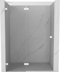 Mexen, Mexen Lunar levé otočné sprchové dveře 130 cm, transparentní, bílé - 834-130-000-20-00-L