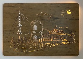 Li-Go "Kleť" světelný obraz s baterií 90x62cm varianta ovládání: manuál/pohybové čidlo, provedení povrchu: černá s patinou