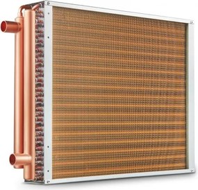 45,7 × 50,8 cm výměník tepla voda/vzduch 3řadý 9,5 mm měděné porty 242 žeber