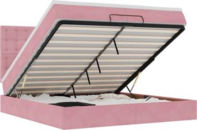 Osmanský rám postele s matrací růžová 200x200cm samet 3313642