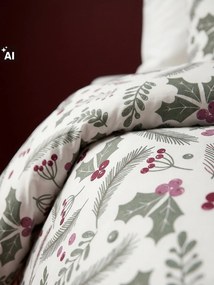 Sinsay - Bavlněná vánoční souprava povlečení s cesmínou a větvičkami - vícebarevná