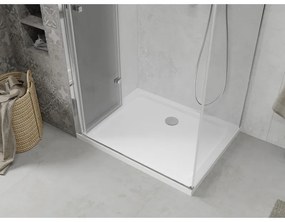 Mexen Lima skládací sprchový kout 100 x 80 cm, Průhledné, Chromovaná + sprchová vanička Flat - 856-100-080-01-00-4010