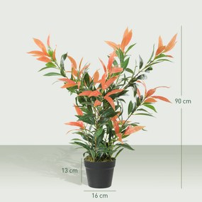 HOMCOM umělá photinia 90 cm, 300 realistických listů, tvarovatelné větve — dekorativní rostlina do interiéru