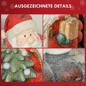 HOMCOM Figurína Santa Clause se stromkem a dárkem, 3 teplé bílé LED, na baterie, 50 cm