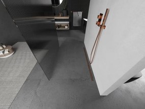 Mexen Kioto, sprchová zástěna Walk-In 100 x 200 cm, 8mm sklo s žebrovým vzorem, měděný matný profil, 800-100-002-65-09