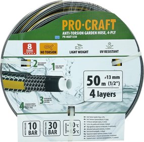 Procraft PR-4KAT1350 - černo-žlutá zahradní hadice