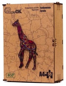 017334 3D dřevěné puzzle handmade - Žirafa A4