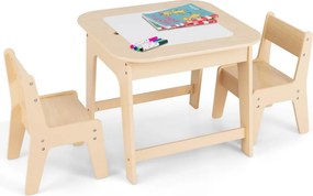 Costway Dětský stůl se 2 židličkami 3 kusy dětská sedací skupina dřevo